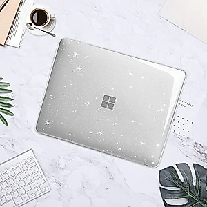 MOSISO Case Only Compatible with Microsoft Surface Laptop Go 2/1 12.4 inch 2022 2020 Release (Models: 2013 & 1943), Protective Glitter Sparkly Plastic Hard Shell Case Cover, Transparent