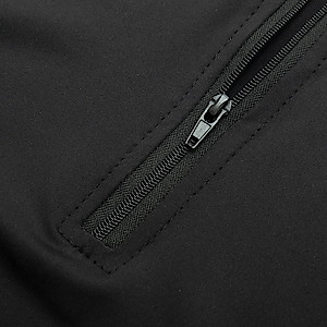 Men's Sports Shirts 1/4 Zip Long Sleeve Running Workout Pullover Compression Tops (Black, Large)