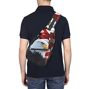 Eagle USA Flag Sling Bag Backpack Women Men Crossbody Shoulder Chest Bag Unisex for Travel Casual Hiking with Adjustable Strap