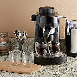 Glass Espresso Cups Set of 4 - Double Walled Espresso Cups 2.6 OZ - Wide Italian Style Clear Doppio Espresso Cup - Double Espresso Cups - Espresso Accessories Small Double Wall Expresso Coffee Cup