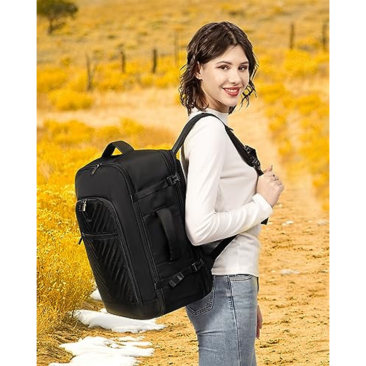 LOVEVOOK Travel Backpack,Carry On Backpack Flight Approved with Toiletry Bag,Expandable Large Laptop Backpack Women Waterproof Backpack Fit 17.3 Inch with USB Charging Port Shoes Compartment
