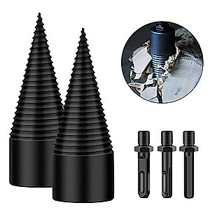 Removable Firewood Log Splitter Drill Bit, Wood Splitter Drill Bits,Heavy Duty Drill Screw Cone Driver for Hand Drill Stick-hex+Square+Round (32MM+42MM)
