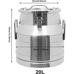 Stainless Steel Milk Can With Spigot, 5.28 Gallon Tabletop Milk Jug With Sealed Lid, Round Beverage Drink Dispenser For Grain Canisters Container