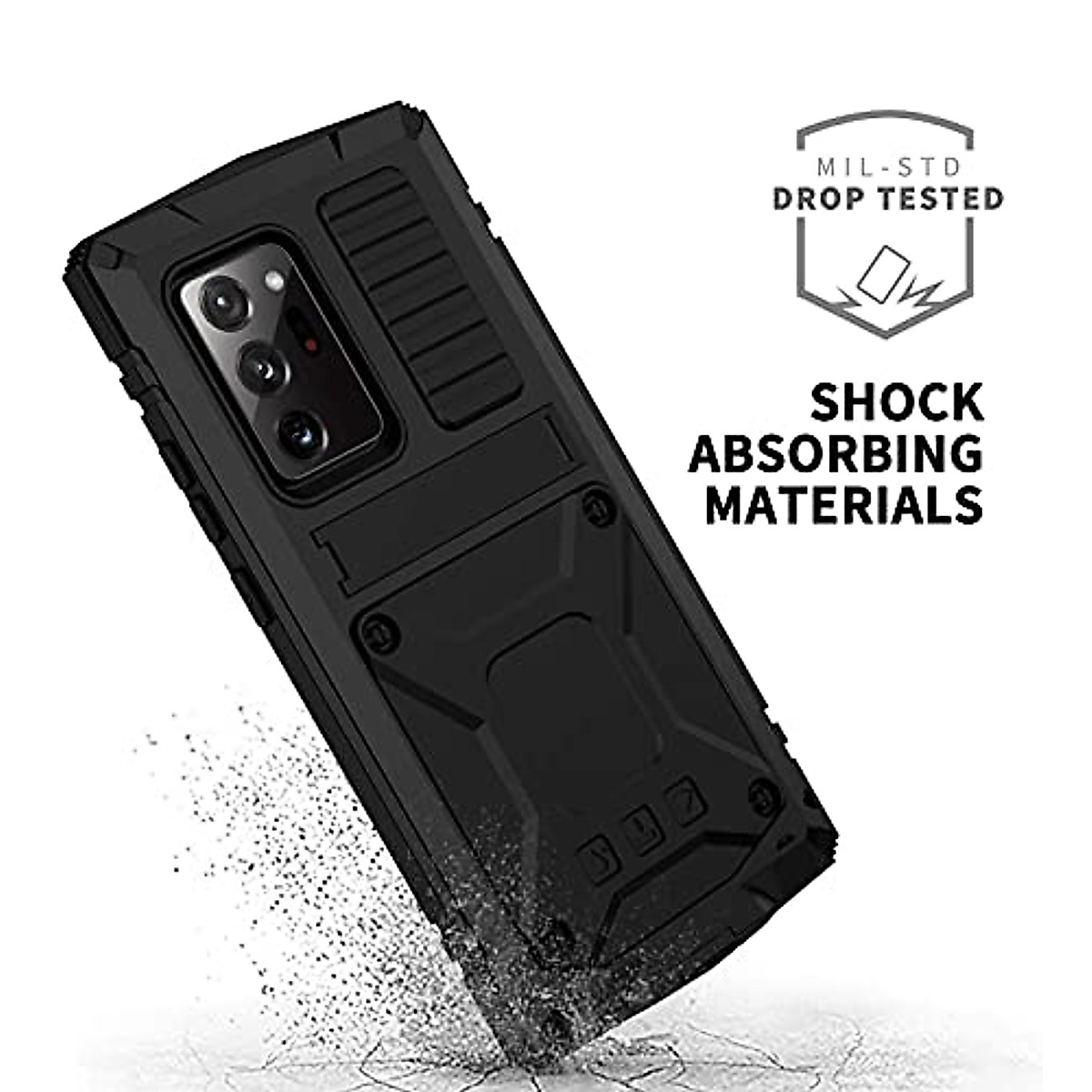 CHENXI for Samsung Galaxy Note 20 Ultra Case, Aluminum Metal Gorilla Glass Waterproof Shockproof Military Heavy Duty Sturdy Protector Cover Hard Case for Samsung Galaxy Note 20 Ultra (Black)