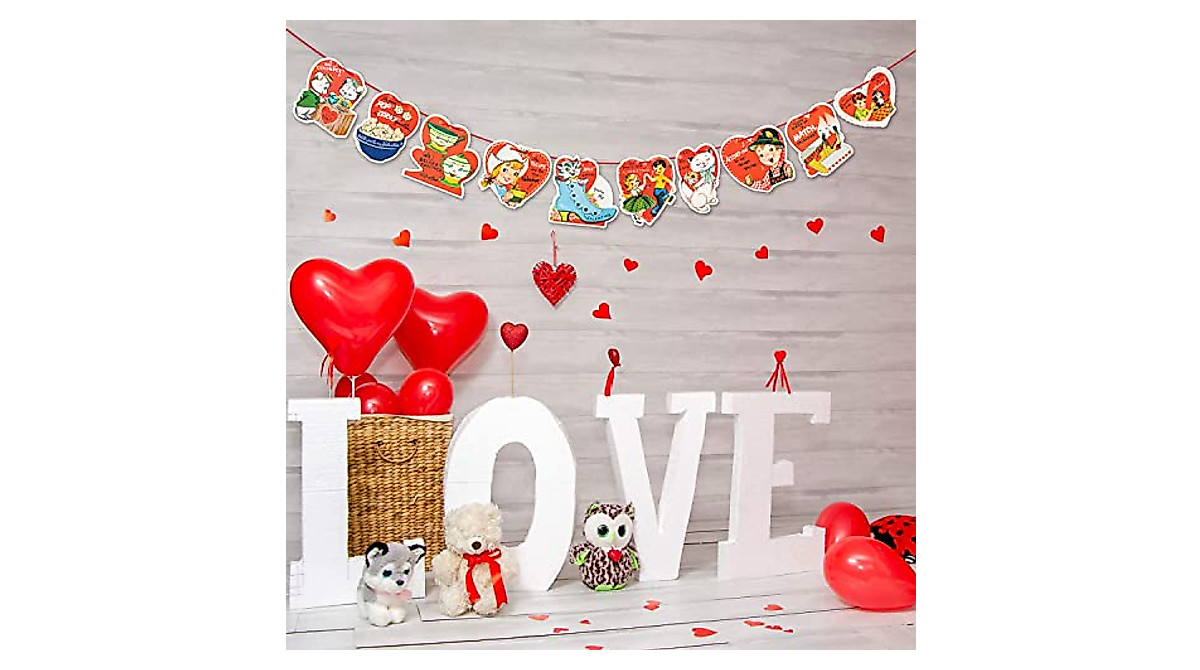 Vintage Valentine’s Day Banner - Romantic Heart Decorations