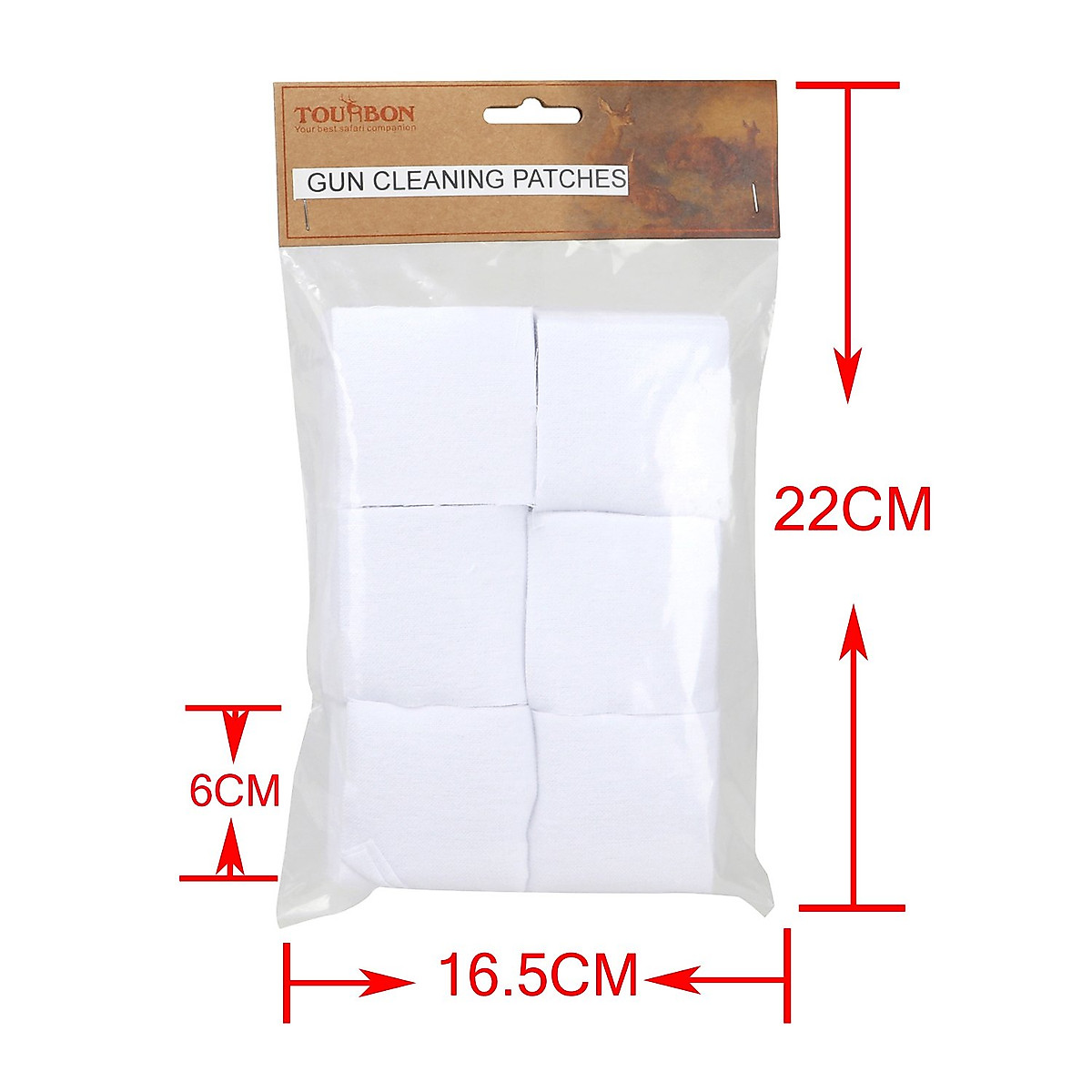 Tourbon Cotton Firearms Gun Cleaning Patches (7mm 9mm .357 .38-45 Caliber .410, 20 Gauge, 300 Patches)