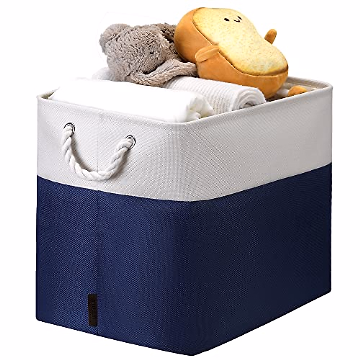 KITCSTI Storage Baskets for Organizing, Extra Large Rectangular Storage Bin, Fabric Folding Organizer for Closet, Toys, Clothes, Home, Office, 17x12x15 Inches (Blue & White, Pack of 3)