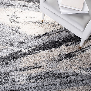 SAFAVIEH Fontana Shag Collection 8' x 10' Grey/Charcoal FNT840F Modern Abstract 2-inch Thick Living Room Dining Bedroom Area Rug