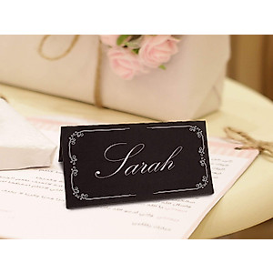 Summer-Ray 48 Black Modern Wedding Place Cards with White Rim Seating Cards Escort Cards