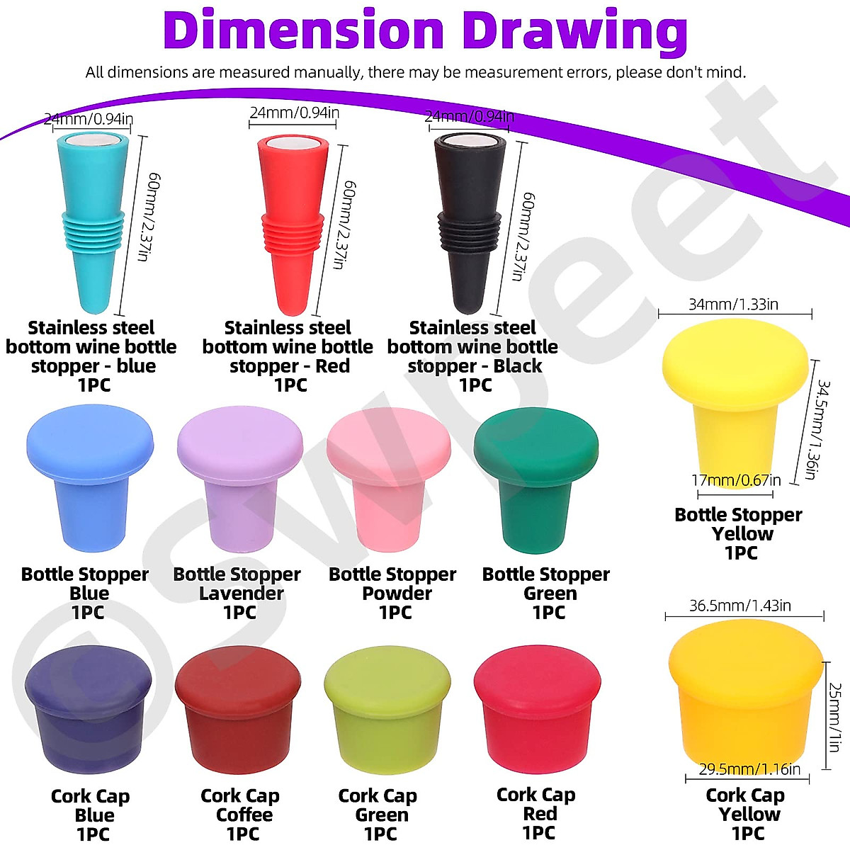 Swpeet 13Pcs 3 Styles Silicone Wine Stoppers Assortment Kit, Airtight seal on Wine Bottles Reusable Beer Bottle Stopper Beer Glass Bottle Sealer Stoppers Beer Champagne Wine Storage Keep Fresh Tools