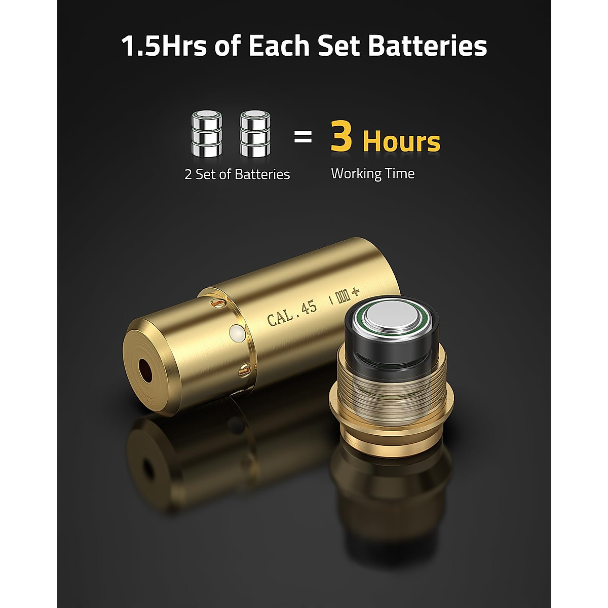 CVLIFE .45acp Bore Sight, Red Laser Bore Sight with Two Sets of Batteries