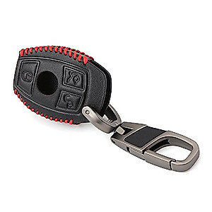 Smart 3button Leather Key Cover Bag Fob Shell Car Key Cases Fit For Mercedes Benz W203 W205 W210 W211 W212 W124 Accessories Red