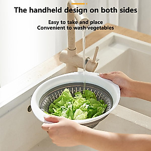 Collapsible Colander and Strainer,Silicone Strainer Colanders & Food Strainers,for Vegetable and Fruit, Kitchen Essentials (2, White, 1.3L+2.5L)