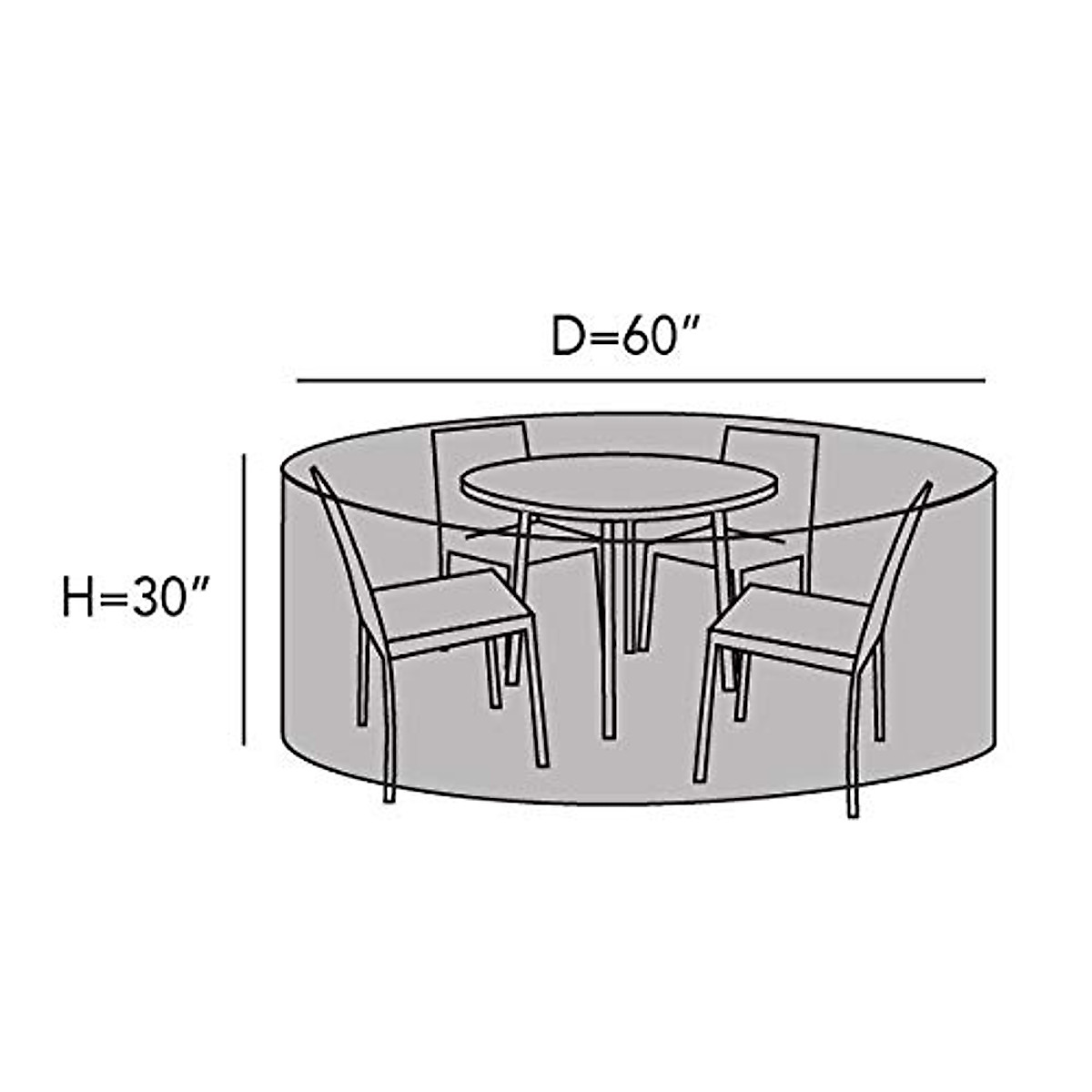 Covermates Round Dining Table/Chair Set Cover - Water-Resistant Polyester, Mesh Ventilation, Patio Table Covers, 60DIAMETER x 30H, Khaki