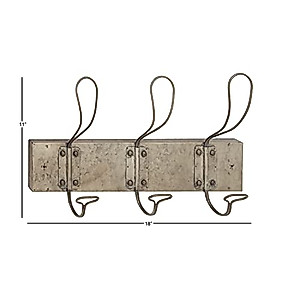 Deco 79 Wall Hook, 18" L x 4" W x 11" H, Grey