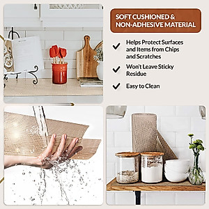 Mueller Drawer and Shelf Liner, 12 in x 20 FT Heavy-Duty, Slip-Resistant Wire Shelf Liners for Kitchen Cabinets, Drawer Liners Kitchen, Shelf Paper for Desks, Durable Non-Adhesive Waterproof Beige