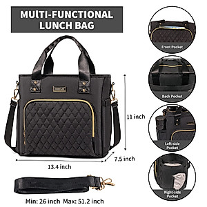 DXGA Lunch Bags for Women, 17L Large Insulated Leak Proof Cooler Bag, Lunch Purse, Three Ways to Carry, Can Be Hanged in a Suitcase for Lunch, Camping, Travel