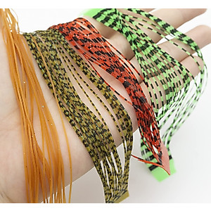 20Pc 10Colours Fishing Jig Lures Mixed Colors DIY Silicone Whole Sheet Skirts for Jig Lures Regular Skirt Colours with Fly Tying Material Free Rubber Band CMB1#