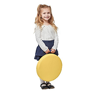 ECR4Kids SoftZone Floor Cushions with Handles, 2" Deluxe Foam, Round, Yellow, (6-Pack)