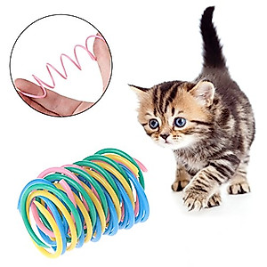 Poity 5 Pieces Cat Toys Colorful Spring Plastic Bounce Pet Random Color Wide Gauge Heavy Color Randomly 4.5x2.5cm(1.77x0.98in)