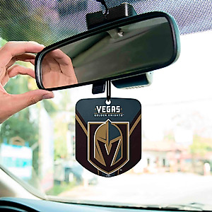 FANMATS 61601 NHL Vegas Golden Knights Hanging Car Air Freshener, 2 Pack, Black Ice Scent, Odor Eliminator, Shield Design with Team Logo