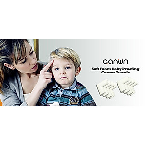 [8 Pack] Child Safety Corner Protectors, Canwn Soft Foam Baby Proofing Corner Guards Right Angle No Smell Table Corner Protectors for Baby and Kids(White)
