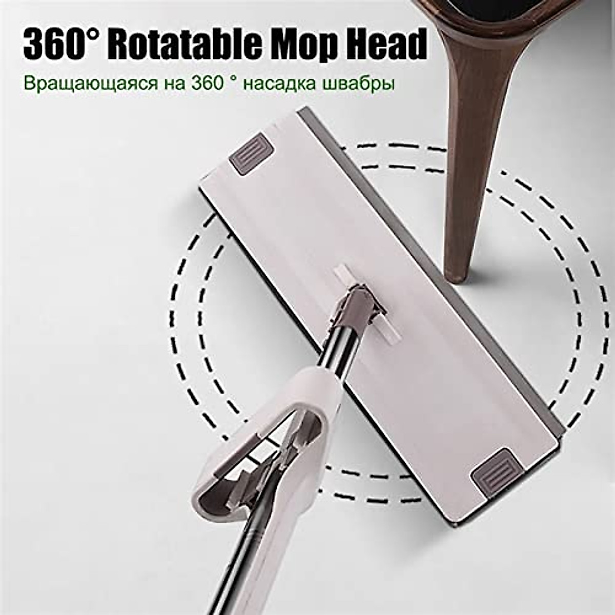 BinOxy Mop/Flat Floor Mop Hand-Washing Squeeze Mop Automatic Leveling Mop Automatic Rotation Floor Cleaner with Microfiber Pad Cleaning Tool Floor Cleaning System (Color : White Within 4 Pads)