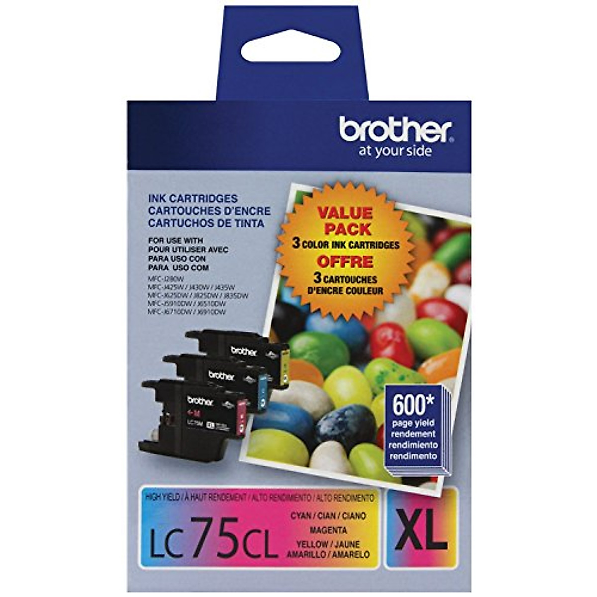 2 X Brother Printer LC753PKS 3 Pack- 1 Each LC75C, LC75M, LC75Y Ink