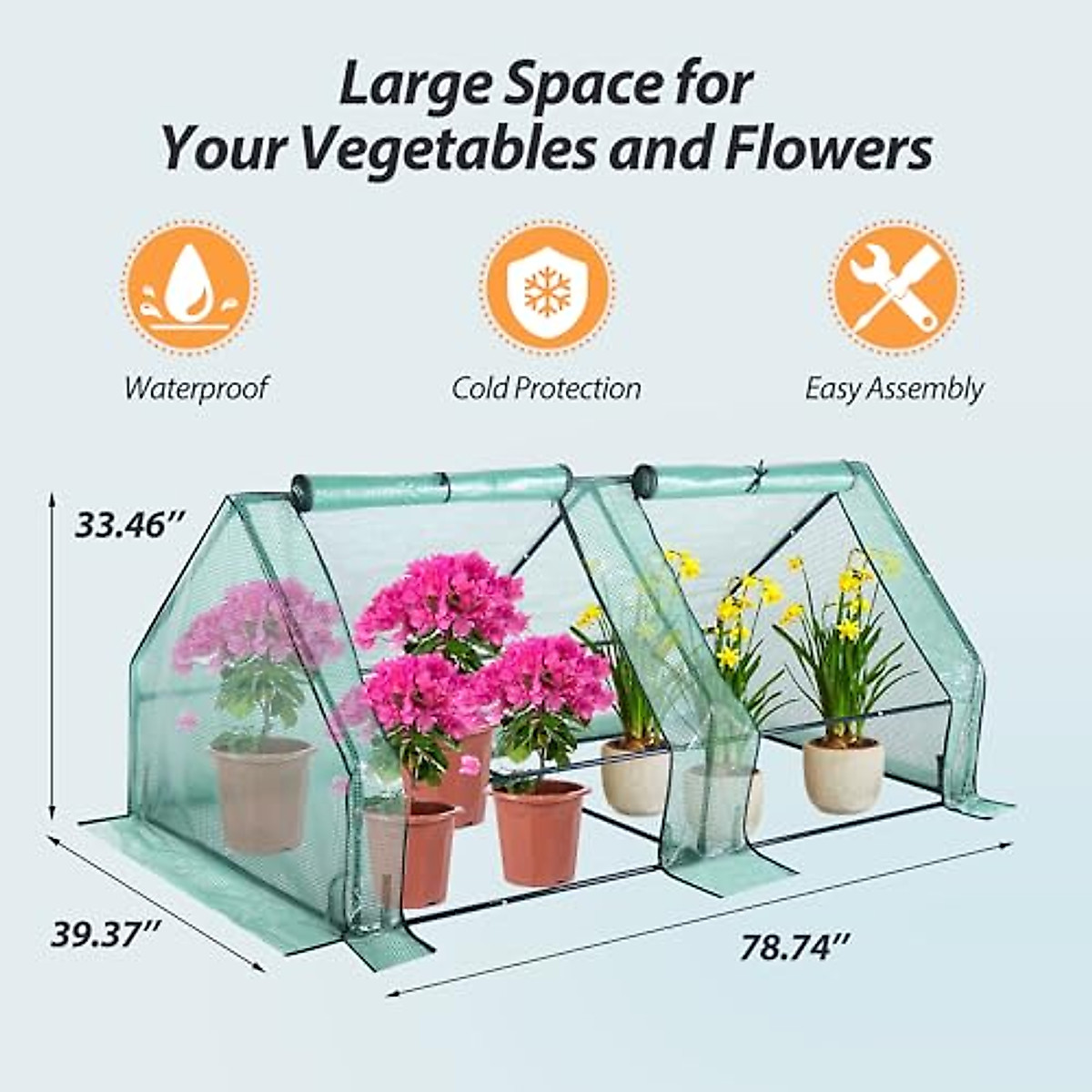 Funny Sunny Portable Mini Greenhouse, Outdoor Garden Greenhouse with Roll Up Door & Double Zipper, Waterproof & UV Protected Plastic Greenhouse for Indoor Outdoor Patio Backyard Nursery Vegetable