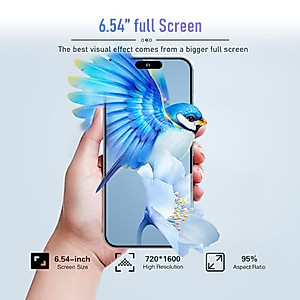 Deeptick Unlock Phone, Android 13 Cellphone, Triple SIM Card Slots, 6800mAh Battery, 6.8 inches Android Phones HD+ Screen,Face ID Qlink Cell Phones (White)