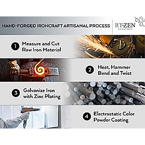 RTZEN Small Black Hand Towel Holder for Bathroom - Handcrafted Farmhouse Wrought Iron Kitchen Towel Rack - Matte Hand Towel Bar Hanger for Home or Office - 12" Wall Mounted Rack Fits 10" Towels