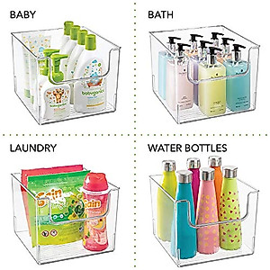 mDesign Plastic Home Storage Organizer Bin for Cube Furniture Shelving in Office, Entryway, Closet, Cabinet, Bedroom, Laundry Room, Nursery, Kids Toy Room - Open Front - Clear