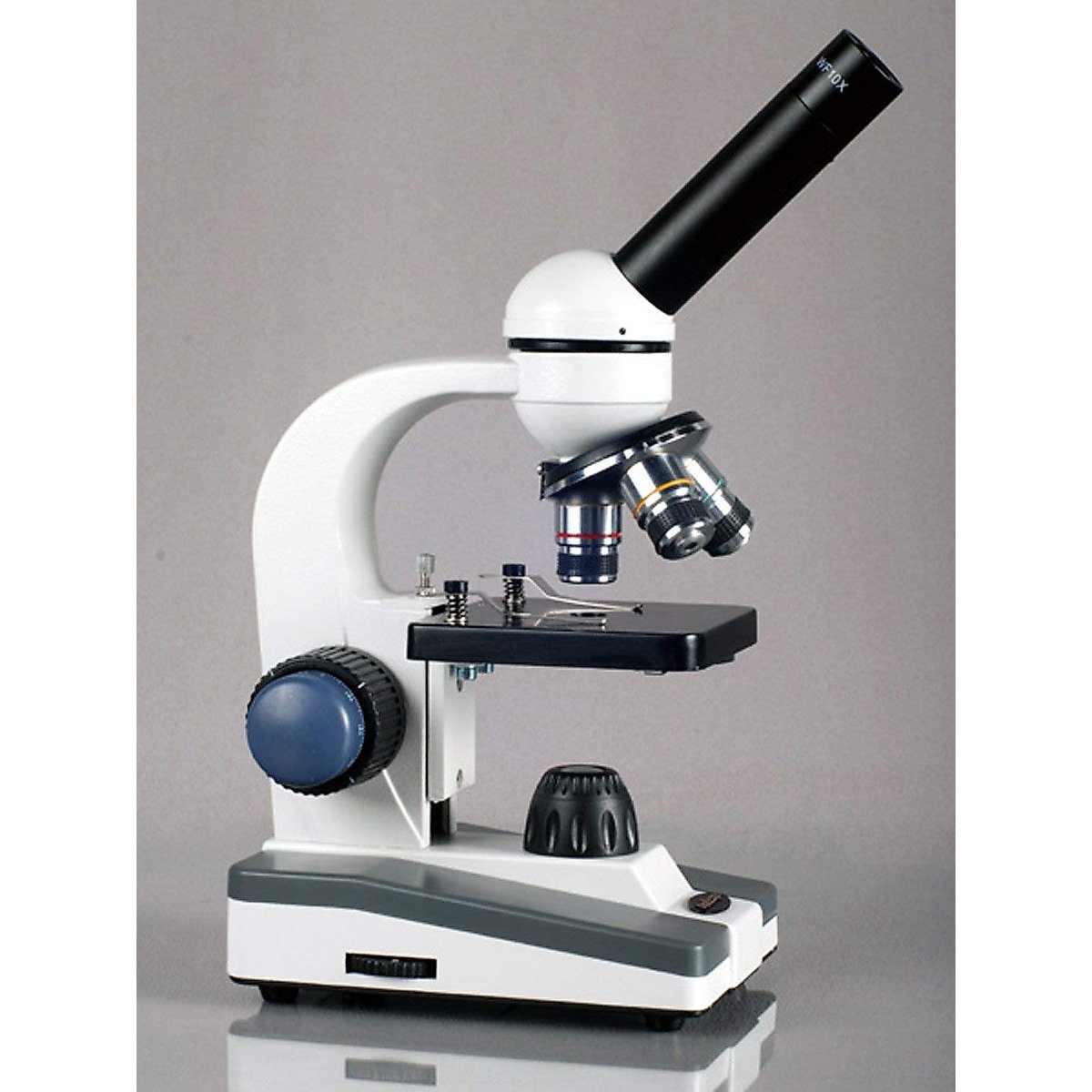 AmScope M150-E Digital Compound Monocular Microscope, WF10x Eyepiece, 40x-400x Magnification, LED Illumination, Brightfield, Single-Lens Condenser, Coarse and Fine Focus, Plain Stage, 110V, Includes 0.3MP Camera and Software