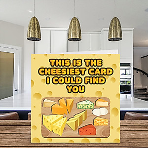 Funny Birthday Cards for Men Women - Cheesy Cheesiest Card - Joke Birthday Card for Dad Mom Brother Sister Daughter Son Grandpa Grandma, 5.7 x 5.7 Inch Joke Humor Bday Greeting Cards