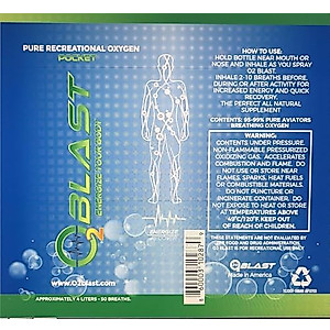 O2 Blast - Pure Oxygen Supplement, Quick Recovery for Exercise and Focus, Sanitary flip top Cap (4 Liter Oxygen Canisters - 6 Pack - Natural)