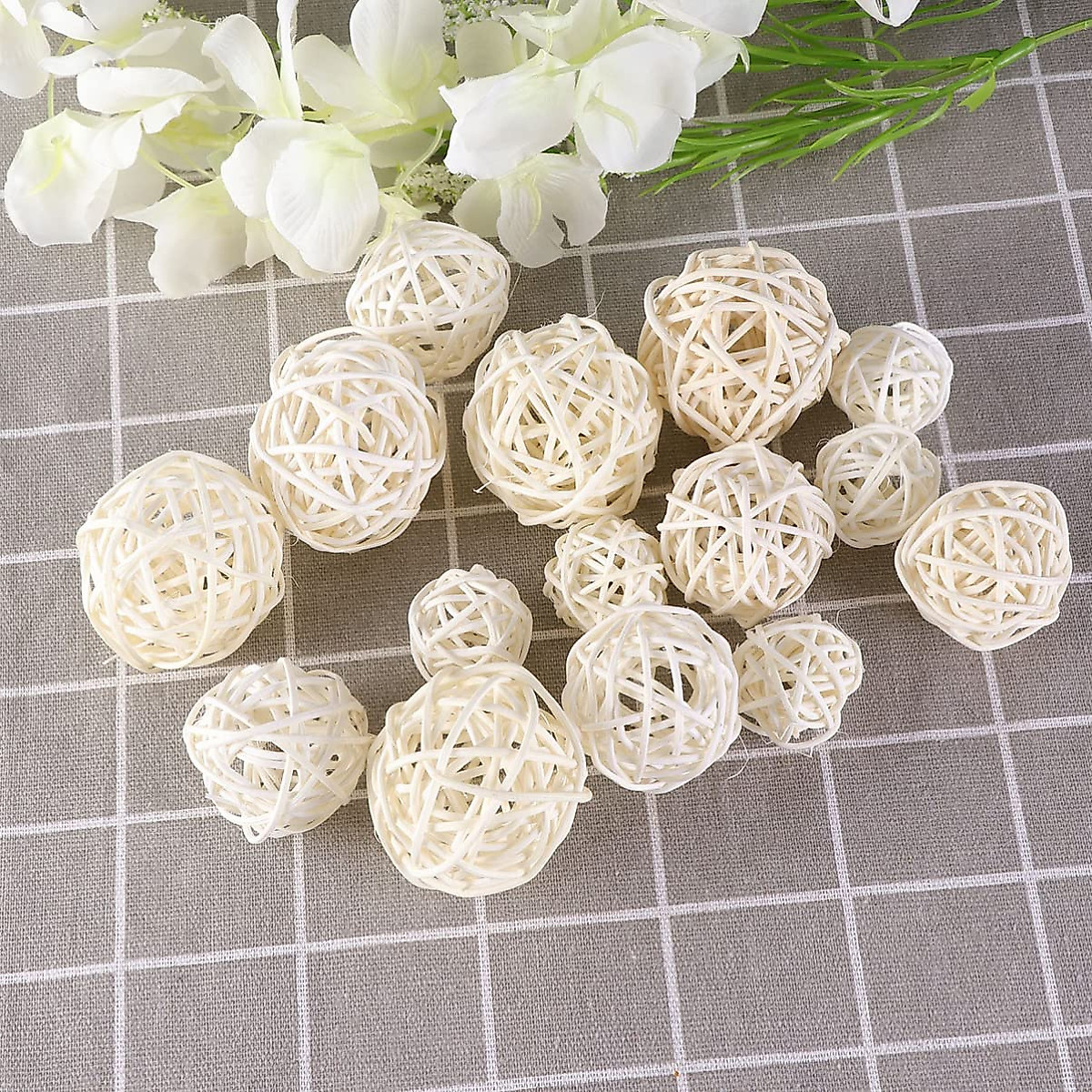 ifundom Wicker Rattan Balls, 15 PCS Decorative Balls Vase Fillers for Home Decor Centerpieces Bowl Orbs Craft Wedding Party Garden Christmas Tree Decoration House Ornaments