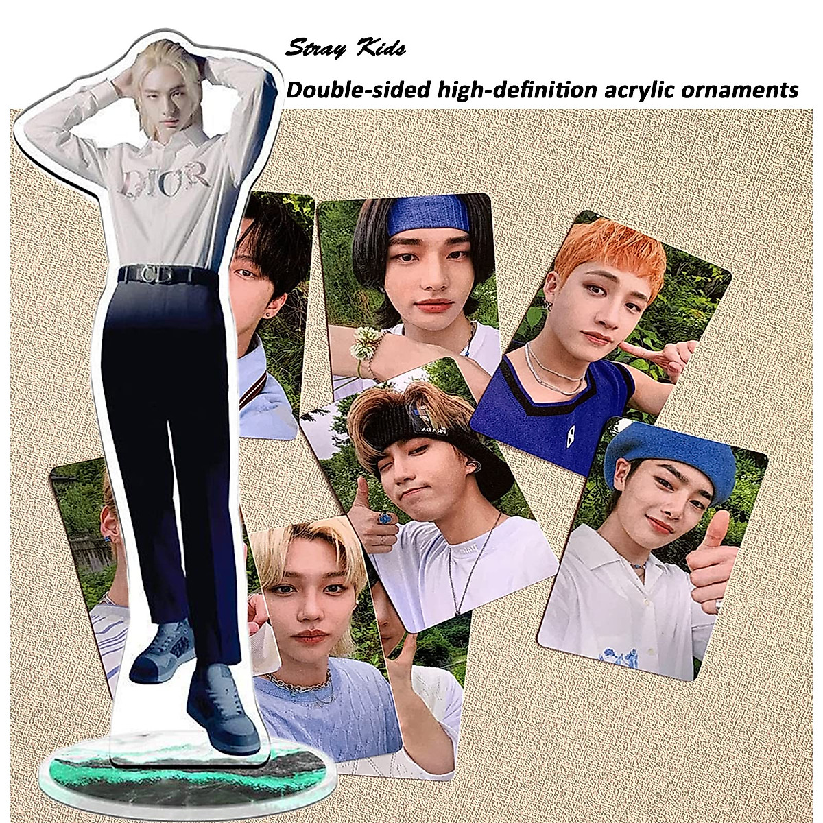 Kpop Stray Kids Acrylic Double-side Photo Desk Stand for STAY Fans Desk Decoration Party Decoration (Han)