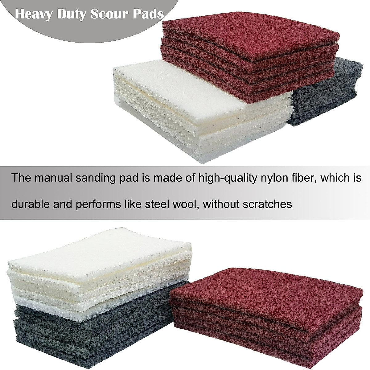 15 Pack 6" x 9" Hand Pads Set- Coarse Medium Fine Purpose Scuff Pads, Scuffing, Scouring, Sanding, Paint Primer Prep Adhesion Scratch - Surface Preparation Automotive Car Auto Body Woodworking