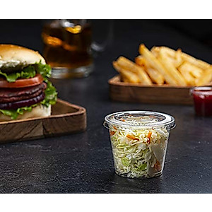Plastimade Clear Disposable Plastic Portion Cups With Lids (100 Sets - 5.5 Oz) - Disposable Condiment Cups, Thanksgiving Sauce/Dip/Dressing Cups, Souffle Cups & Jello Shot Cups With Lids