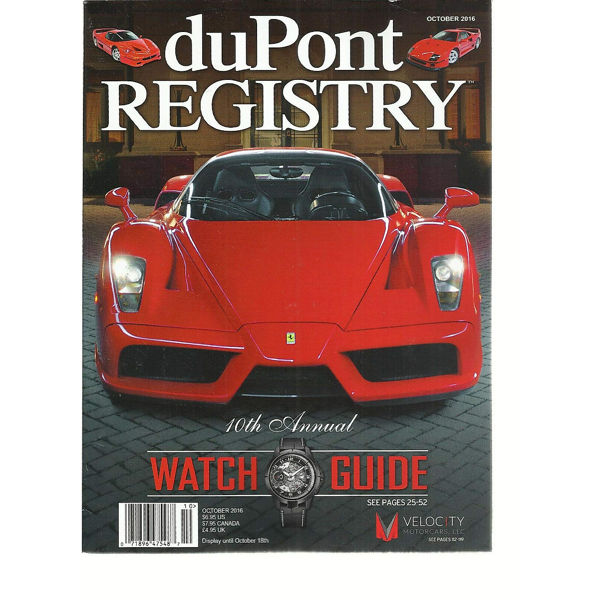DUPONT REGISTRY MAGAZINE, 10th ANNUAL WATCH GUIDE OCTOBER, 2016