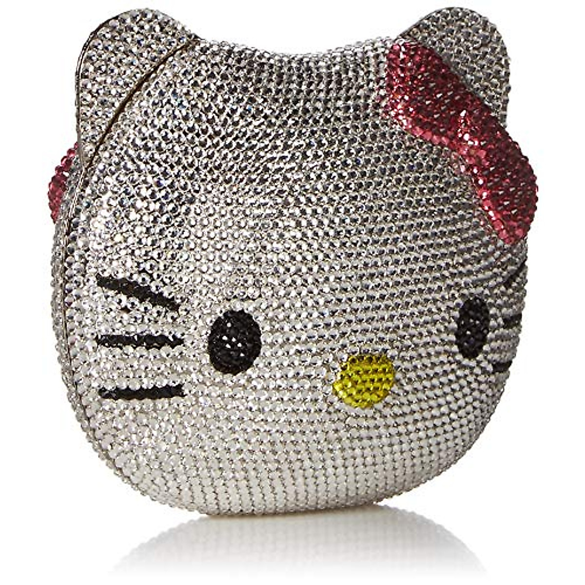 3-D Hello Kitty Cat Crystal Couture Clutch Special Occasion Holiday Party Evening Bag Silver