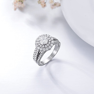 Molioaki 1.5 Carat (ctw) D-VVS1 moissanite engagement rings for women Platinum Plated Silver moissanite rings-Y-5.5