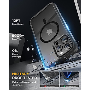 Miracase Magnetic for iPhone 16 Pro Case Full-Body Phone with Built-in Glass Screen Protector, [Compatible with MagSafe] Military Drop Proof 16 Pro Cover Bumper 6.3 inch, Black