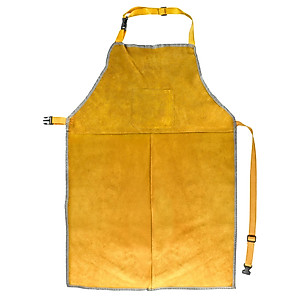 QWORK Leather Welding Work Apron - Flame and Welding Spatter Resistant - Adjustable Harness - Suitable for Welders, Blacksmiths