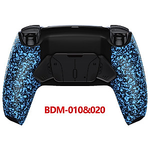 eXtremeRate Textured Blue Programable RISE4 Remap Kit for PS5 Controller BDM 010 & BDM 020, Upgrade Board & Redesigned Back Shell & 4 Back Buttons for PS5 Controller - Controller NOT Included