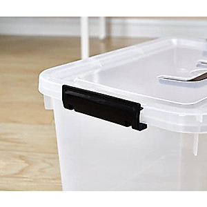 JUJIAJIA Clear Storage Latch Box 16 Quart, Plastic Box/Bin with Lid and Handles, 4-Pack