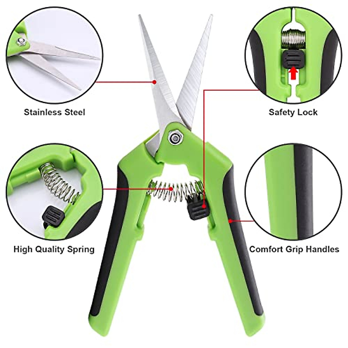Fixm Pruning Shears for Gardening, Heavy Duty Garden Pruner for Plant, Shrubs, Bonsai Tree. Gardening Hand Scissors Set for Plant Fruit Trimming with Garden Gloves, Grafting Tape, Replacement Spring