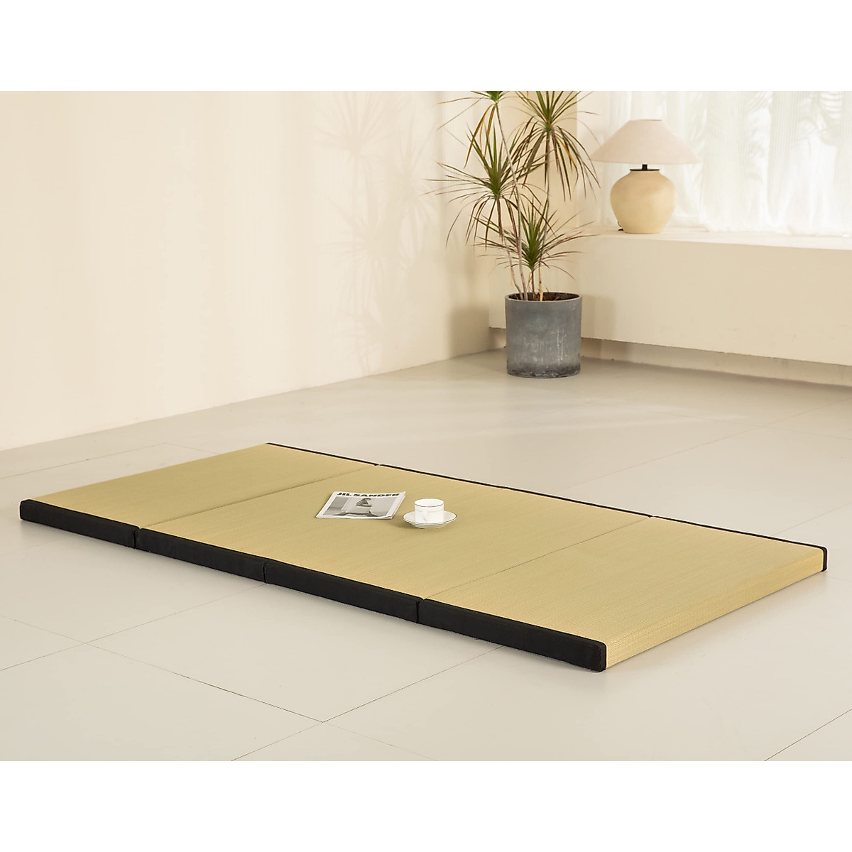 MustMat Thick Tatami Mat Twin XL Floor Mattress Japanese Tatami Bed with Storage Bag 39 x 80 x 2 in (Black)