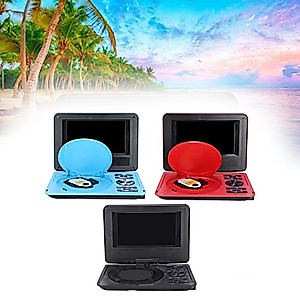 Zyyini Portable DVD Player, 6.8-Inch HD Screen DVD Player,Support 270 Degree Swivel Mobile DVD Player,U Disk/SD/MMC Cassette,with Remote Control,for Car/Kids/Home/Travel(US-red)