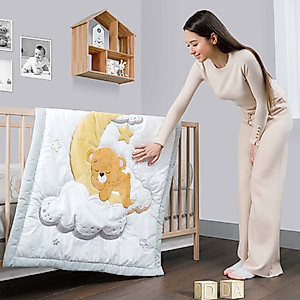 Mama Ana - Premium Quality 100% Cotton Crib Bedding Set for Baby Boys and Girls, 3-Piece Nursery Including Baby Comforter, Fitted Crib Sheet, and Adjustable Crib Skirt with Zipper